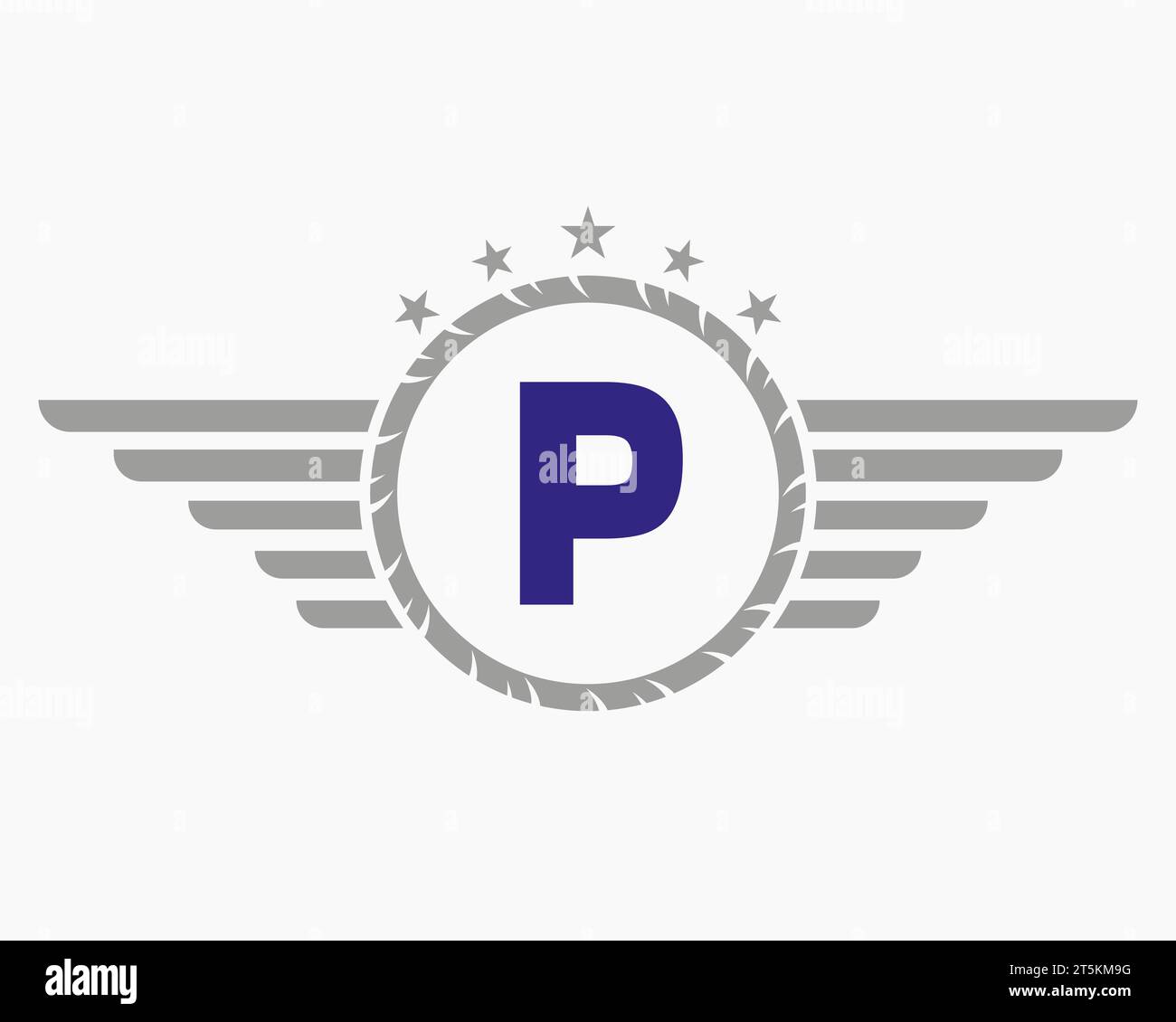 Initial Wing Logo On Letter P For Transportation Logo With Star And ...