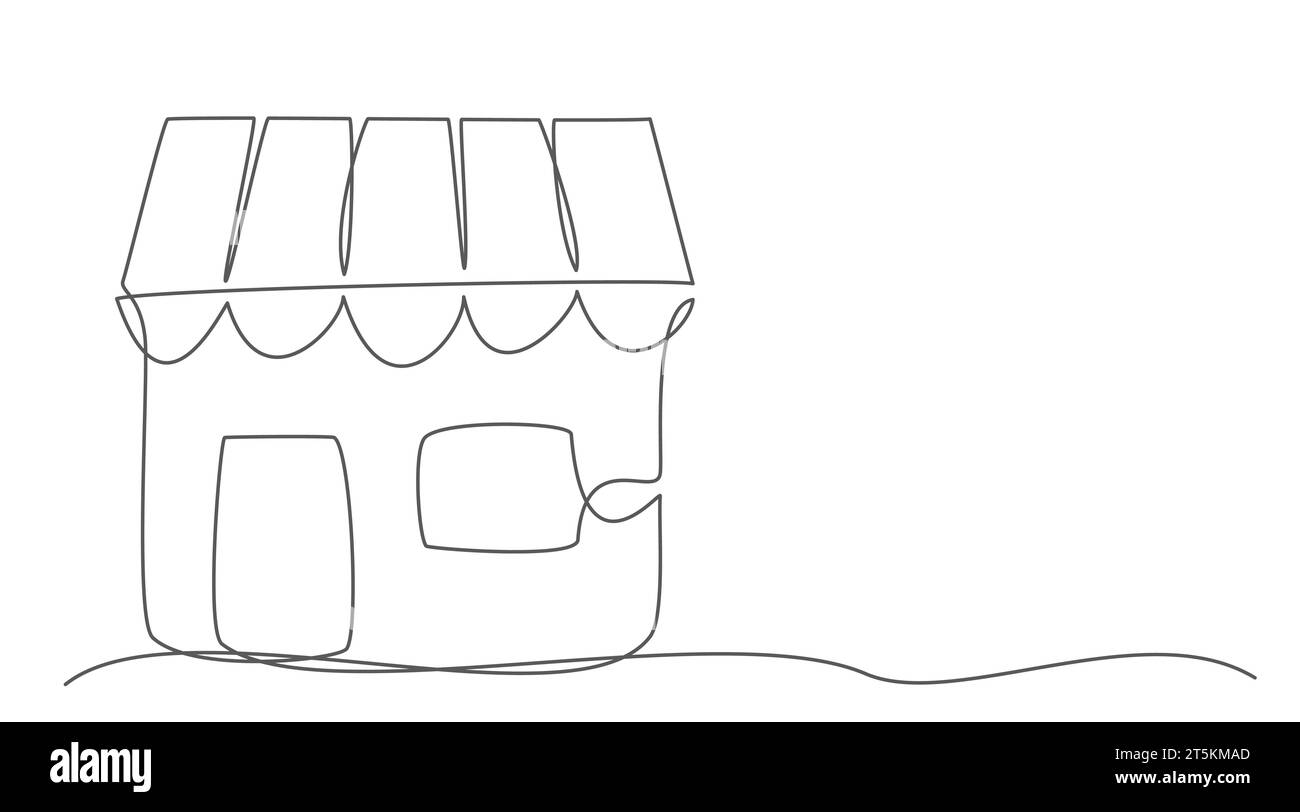 Store One line drawing isolated on white background Stock Vector Image ...