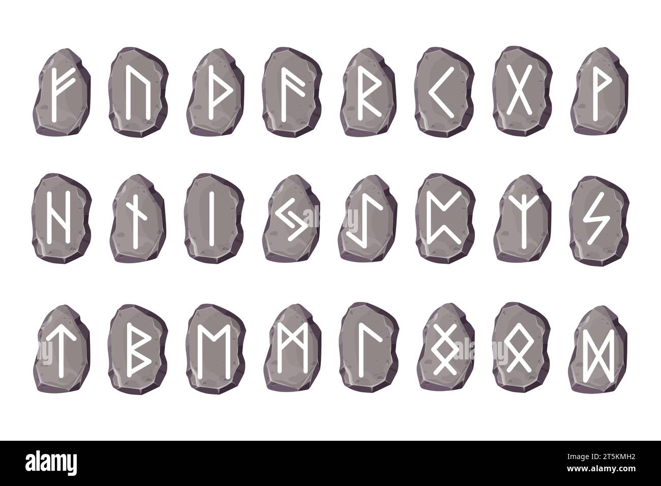 Rune stone set norse magic game symbols,sacred script in cartoon style ...