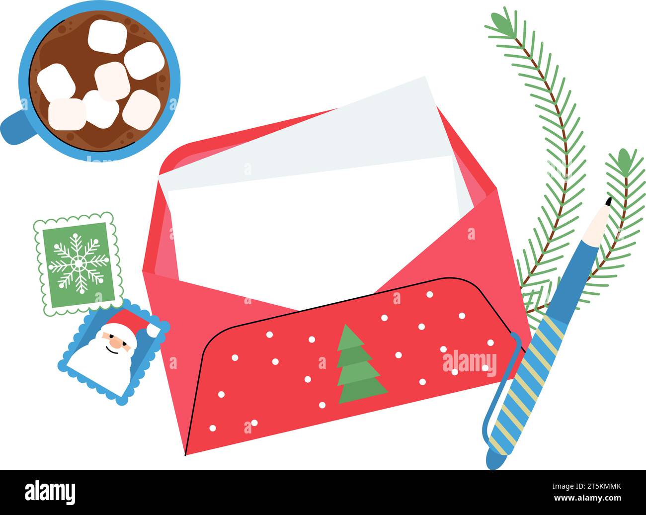 Christmas wish letter to santa claus template. Cocoa cup, pen and xmas ...