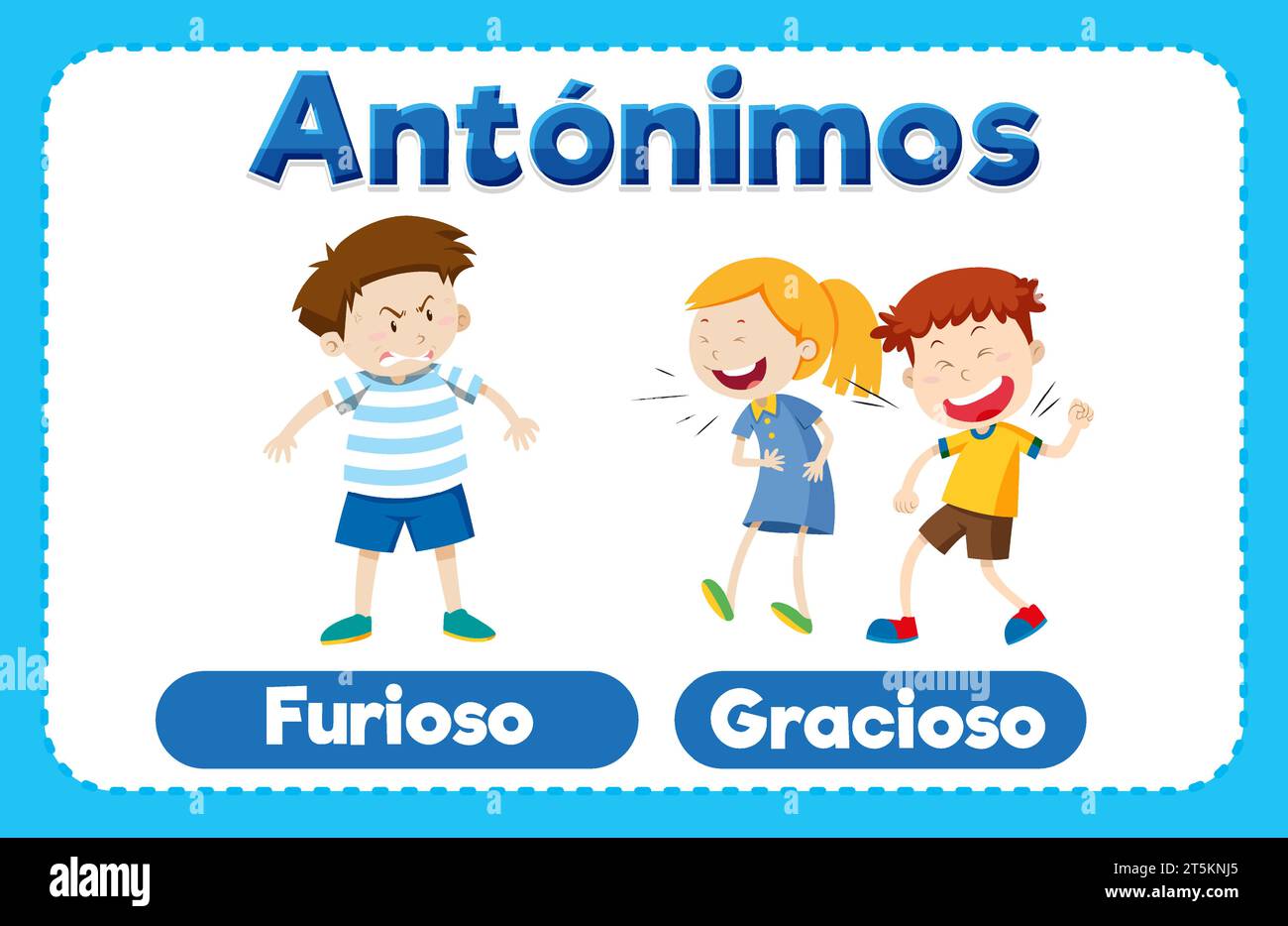 Illustrated word cards in Spanish for learning antonyms Stock Vector ...