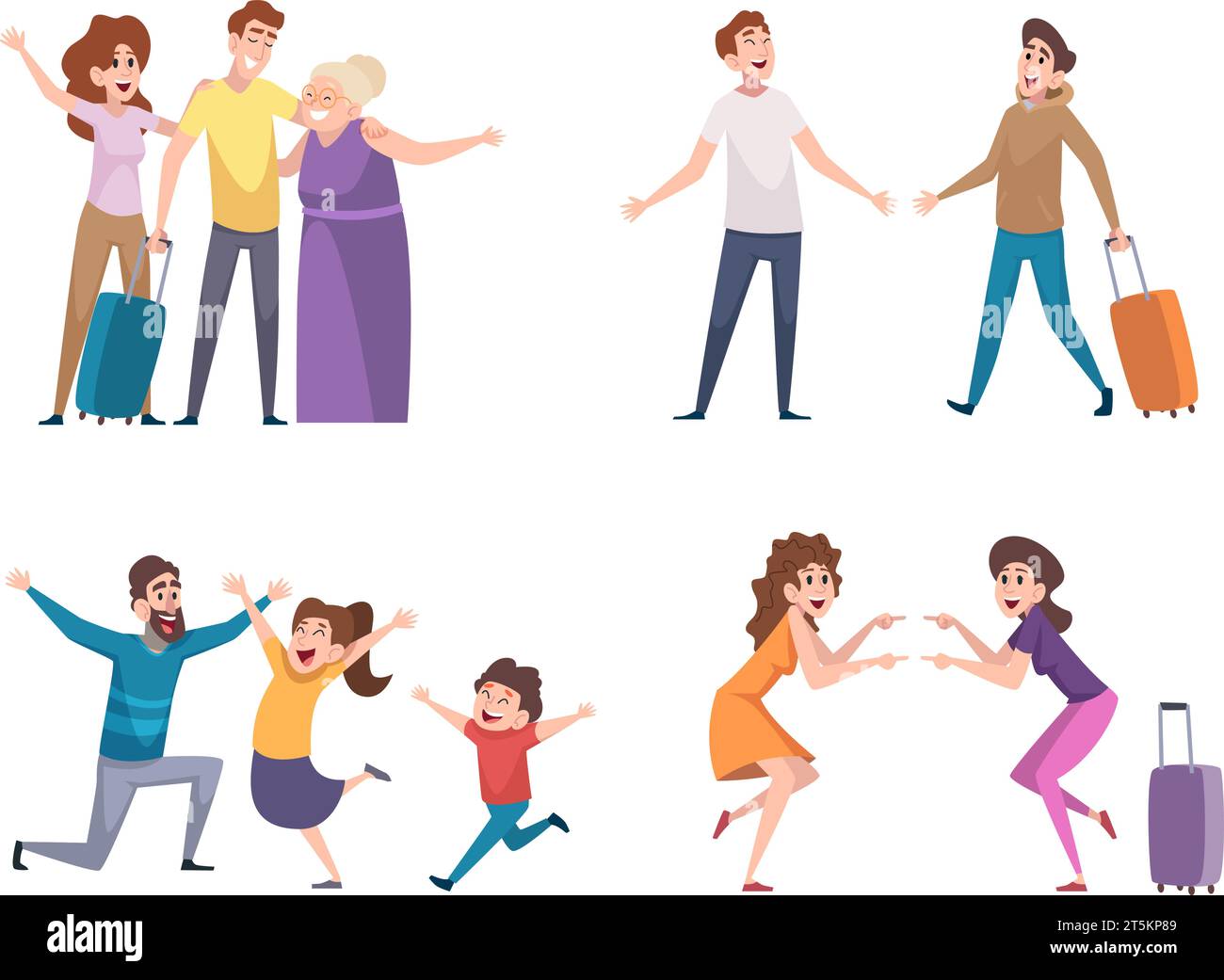 People come back. Happy friends and family characters invitation in ...