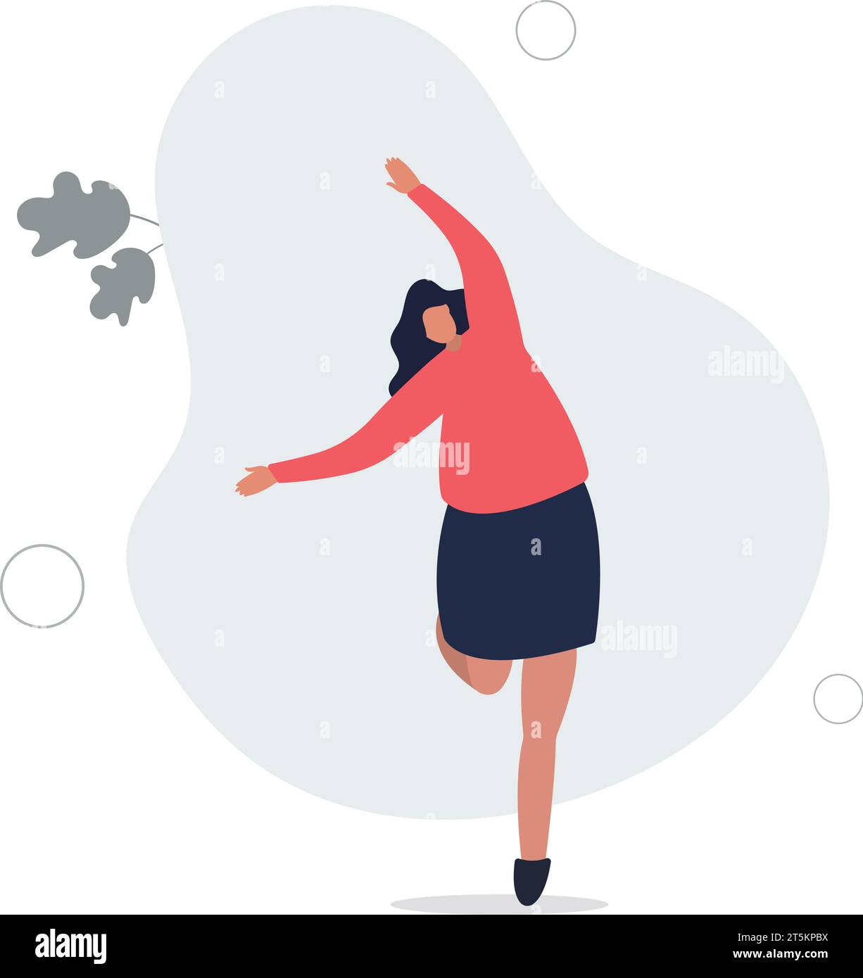 Good news, victory, event, holiday vector character.woman on one leg ...