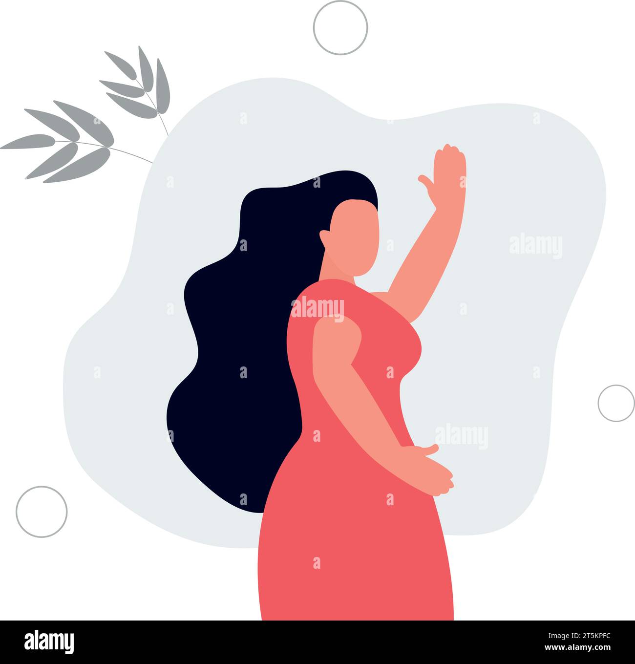 Goodbye or greeting gestures.character waving his hand.woman in red ...