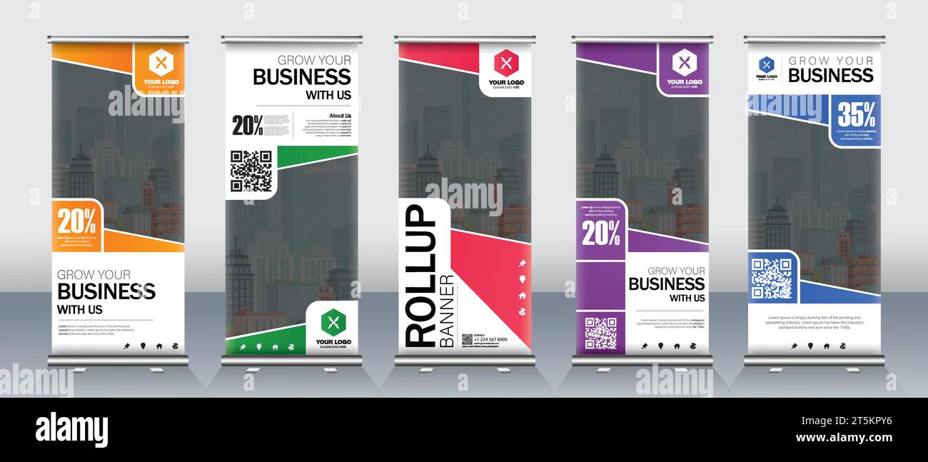 vertical roll-up banner Design for business and advertising, Vector ...