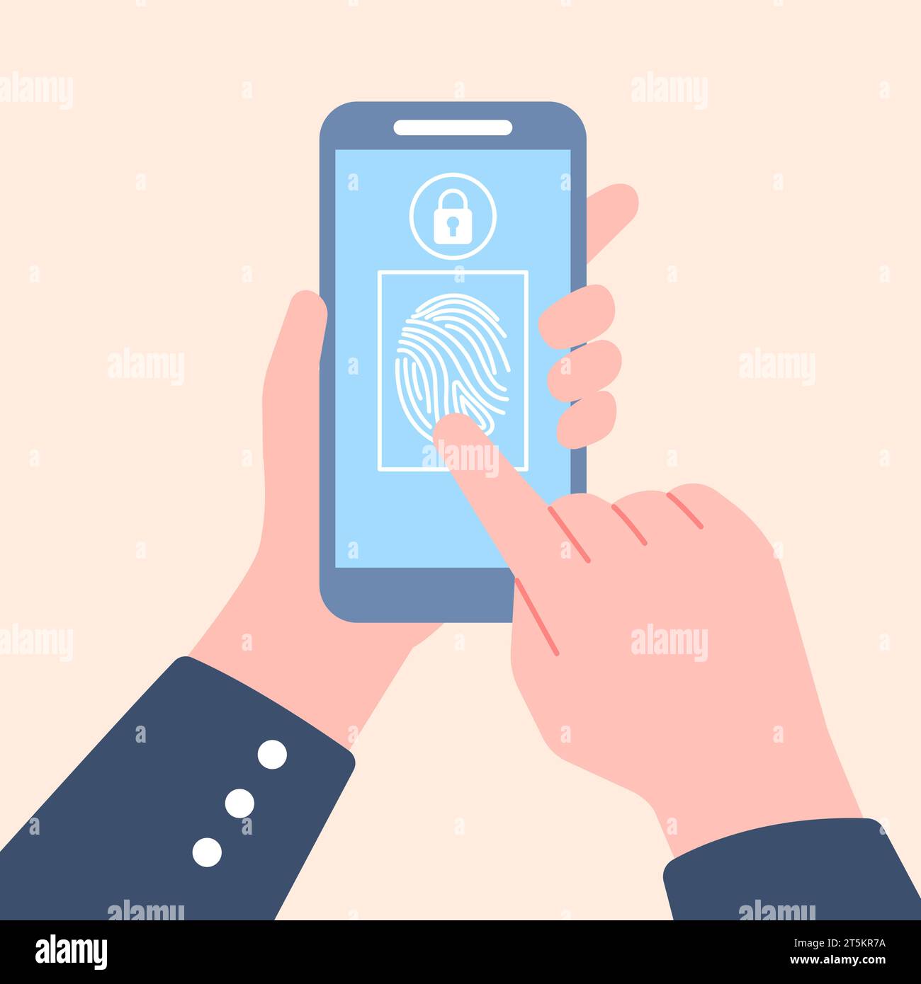 Fingerprint login on smartphone. Access for information, self security digital technologies ...