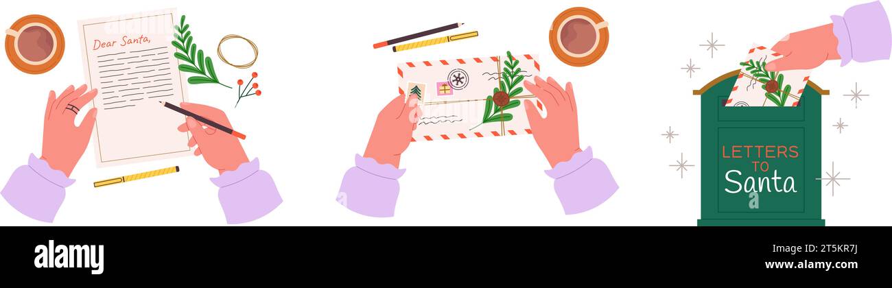 Christmas mailing process, write and send letter or card for friends or ...