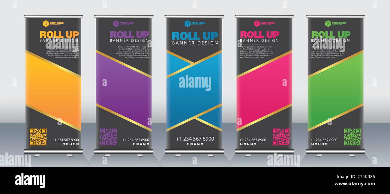 vertical roll-up banner Design for business and advertising, Vector ...