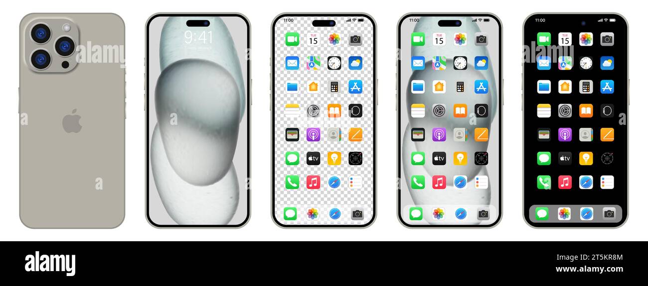 New black, gray Iphone 15 pro. Apple inc. smartphone with ios 15 ...