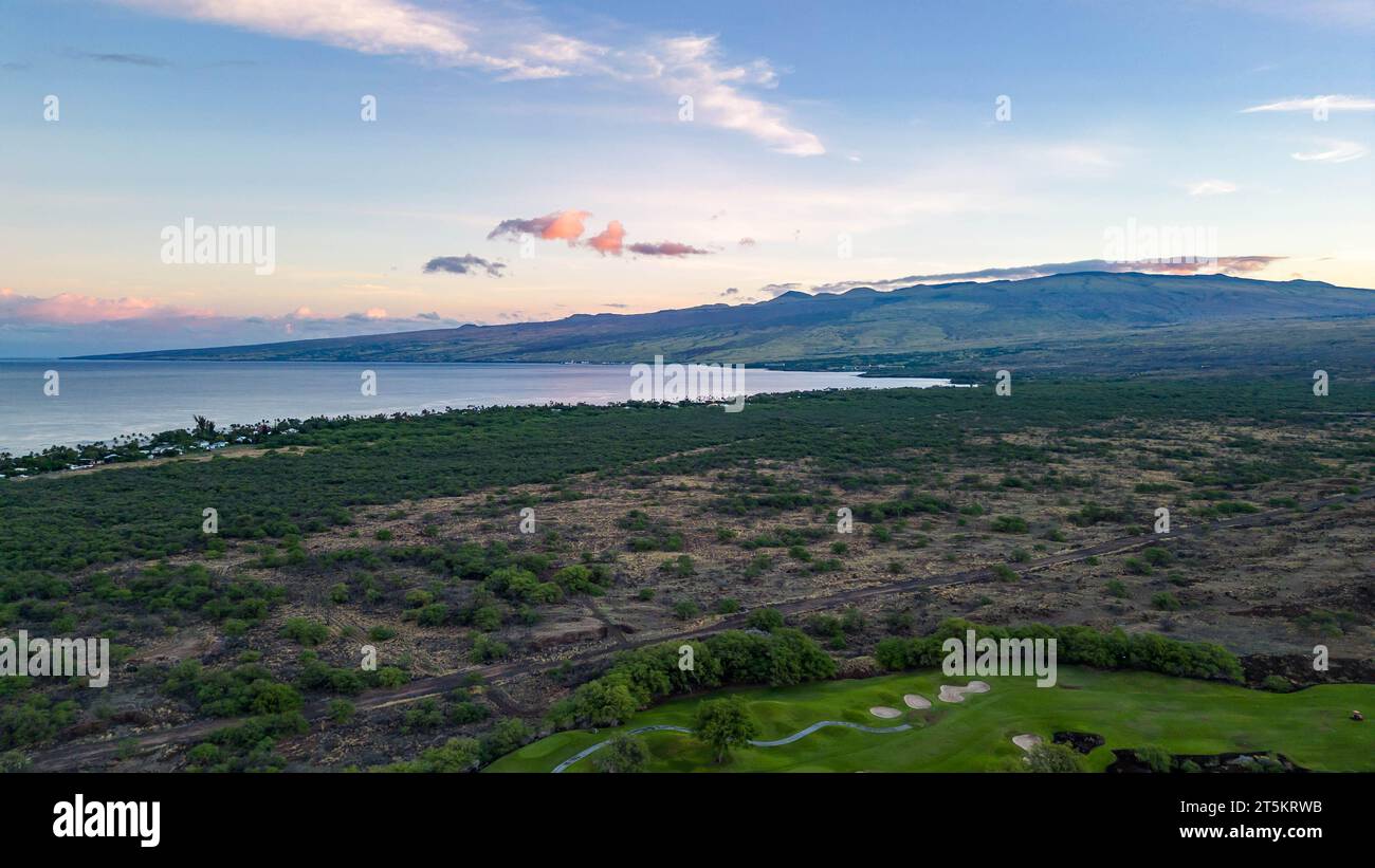 Aerial images over the beautiful landscape of the Big Island, Hawaii ...