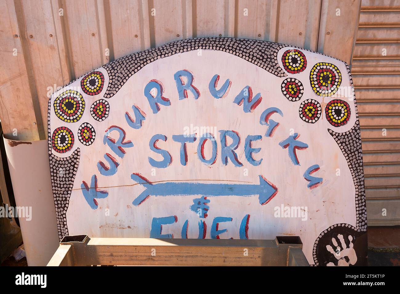 Signs outside the Kururrungku Store in the Aboriginal community of ...