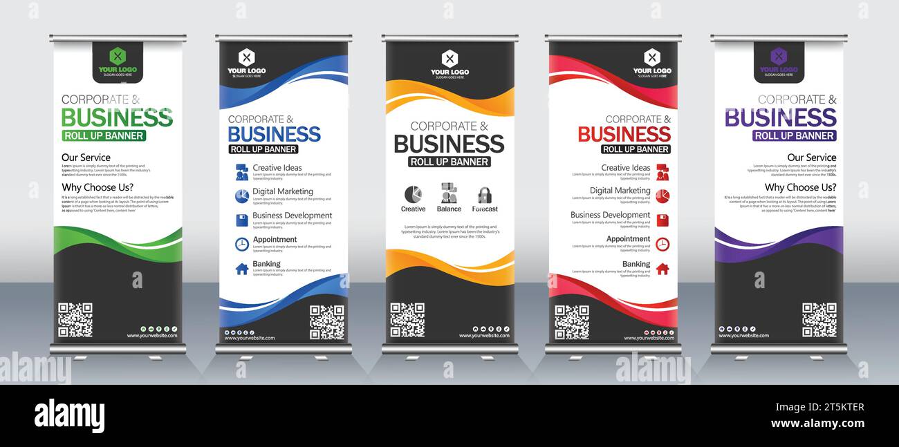 vertical roll-up banner Design for business and advertising, Vector ...