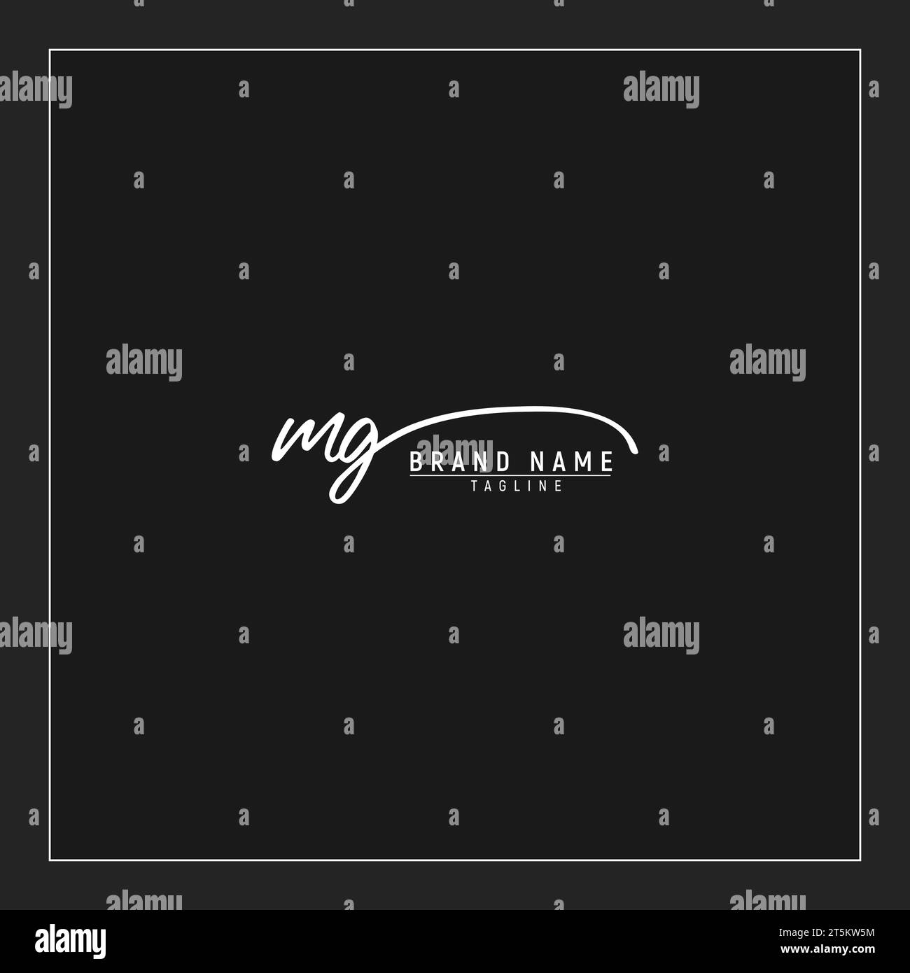 luxury initial MG logo initials signature handwriting monogram isolated on black background ...