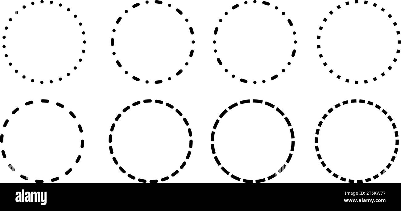 Dashed and dotted circle icon. Black and white broken rings. Dotted ...