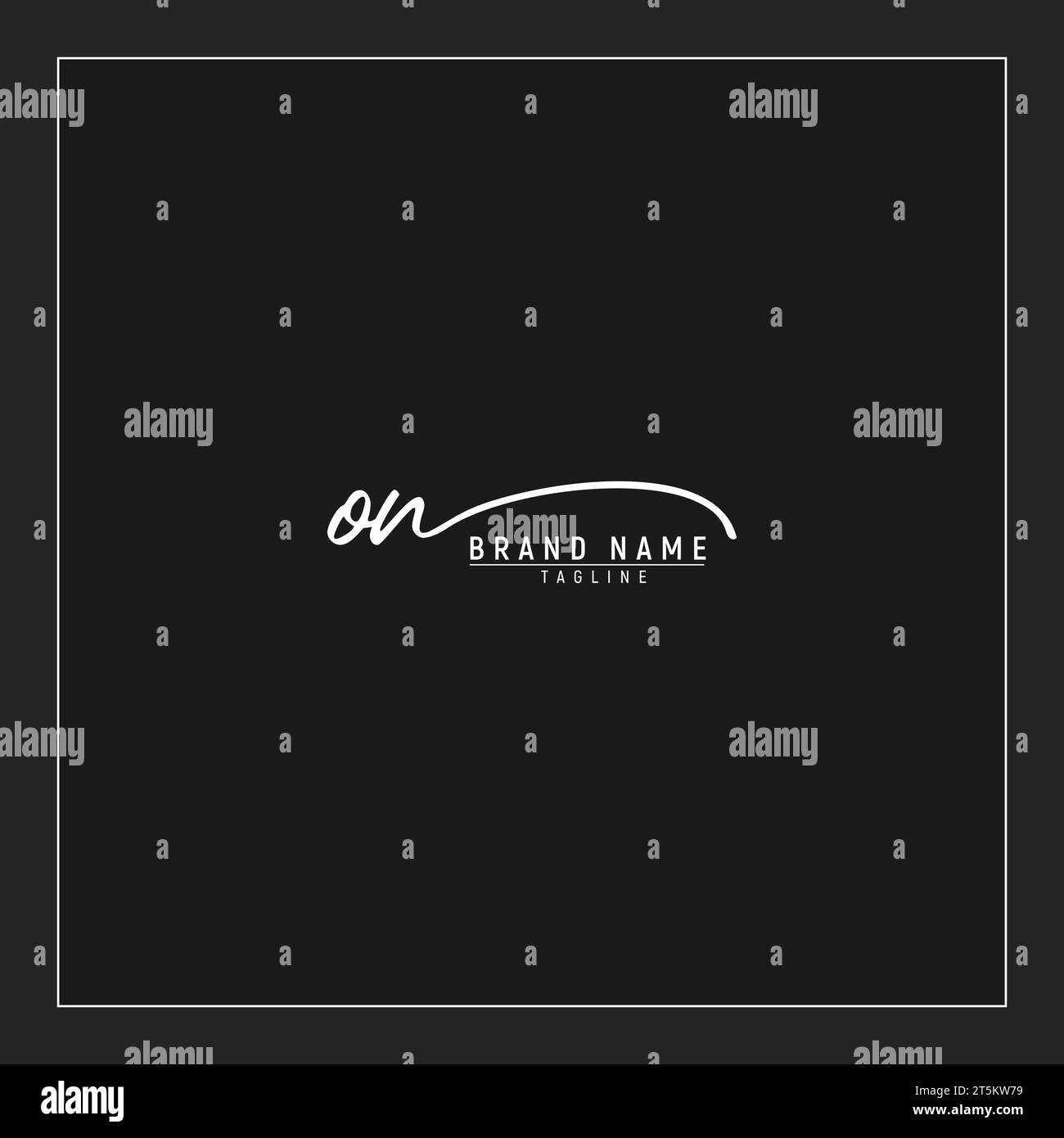 luxury initial ON logo initials signature handwriting monogram isolated on black background ...