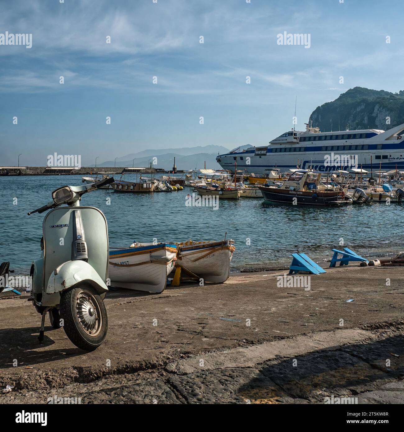 CAPRI, ITALY - SEPTEMBER 16, 2023: Vespa scooter on front of the ...