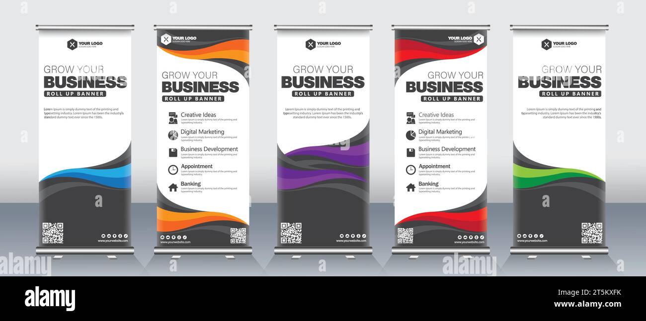 Business Roll Up Set. Standee Design. Banner Template, Abstract Blue ...