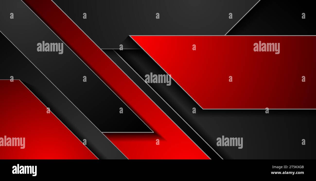 Contrast red black paper tech geometric background. Vector design Stock Vector Image & Art - Alamy
