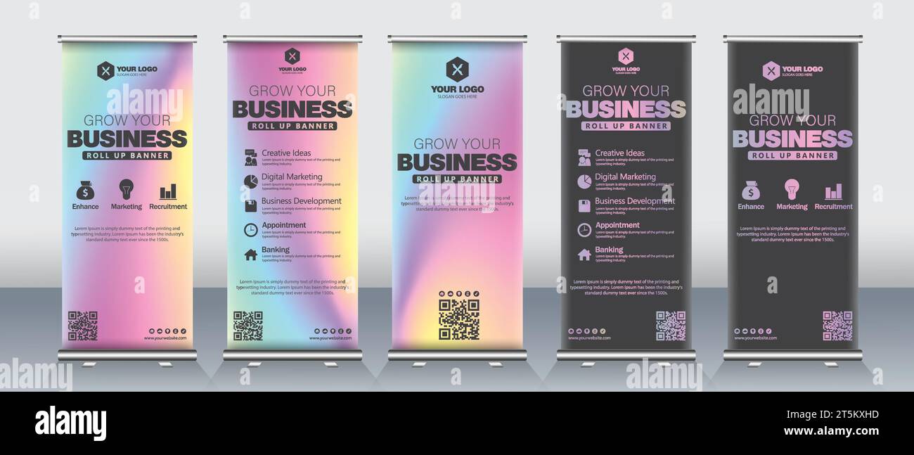 Business Roll Up Set. Standee Design. Banner Template, Abstract Blue ...