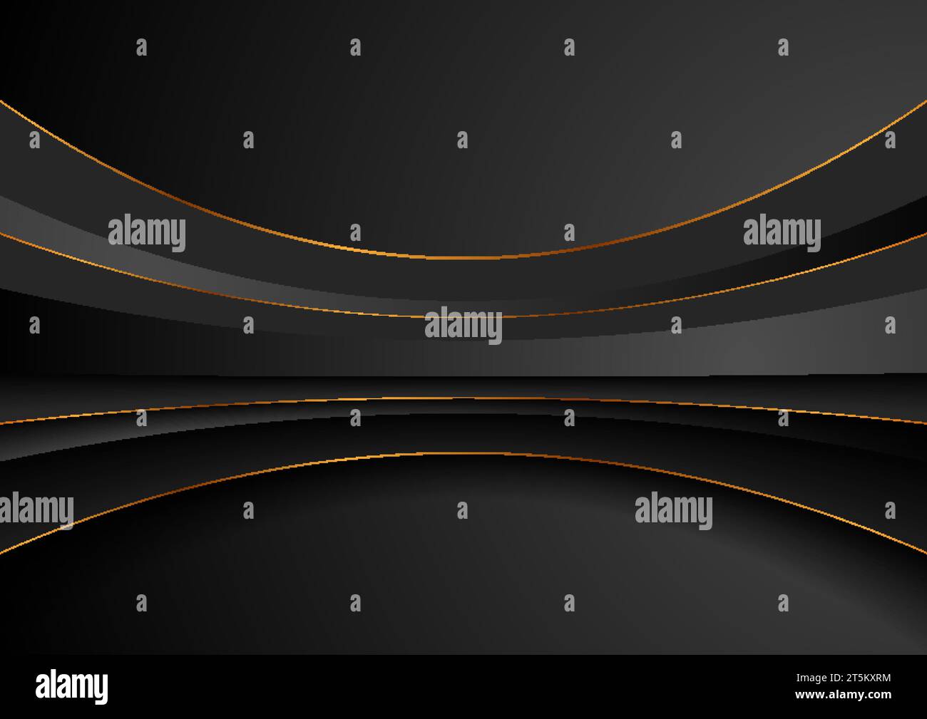 Black waves and golden lines abstract technology background. Vector ...