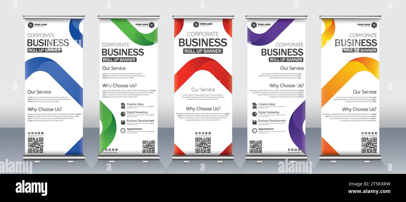 Business Roll Up Set. Standee Design. Banner Template, Abstract Blue ...