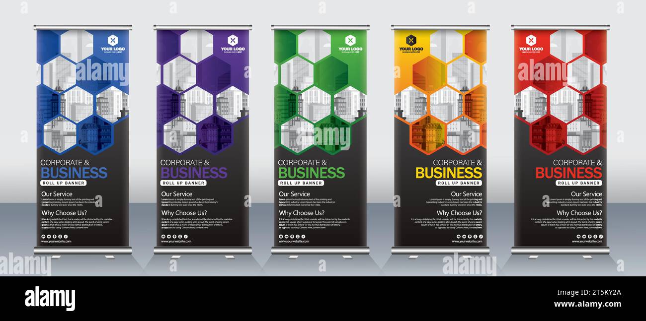 Business Roll Up Set. Standee Design. Banner Template, Abstract Blue ...