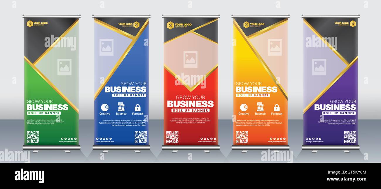 Business Roll Up Set. Standee Design. Banner Template, Abstract Blue ...