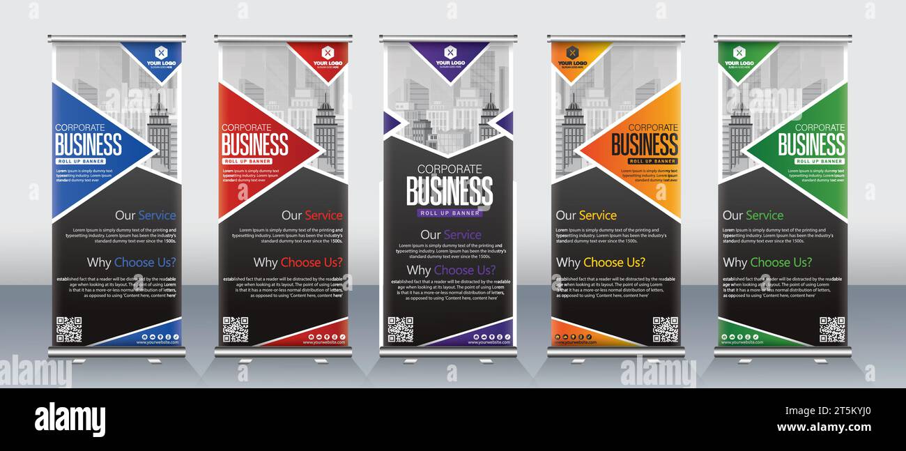 Business Roll Up Set. Standee Design. Banner Template, Abstract Blue ...