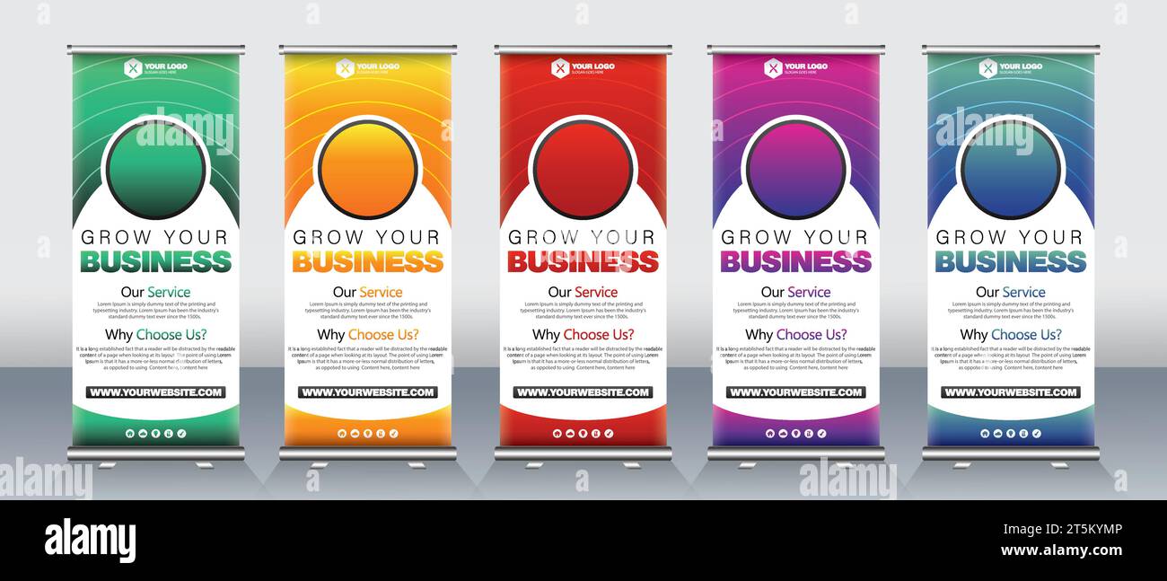 Business Roll Up Set. Standee Design. Banner Template, Abstract Blue ...