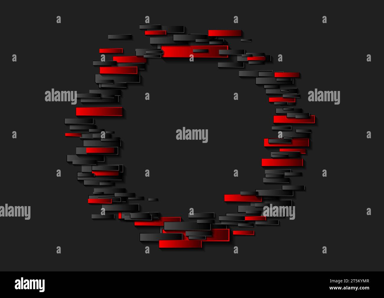 Abstract black red circle made of rectangles technology vector ...