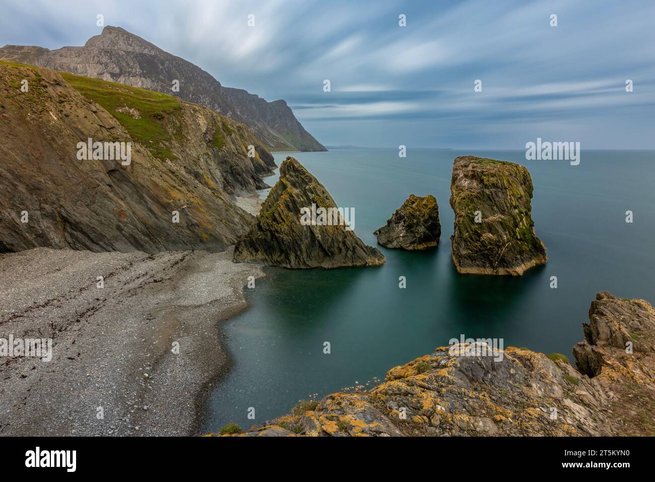 Trefor Sea Stacks on the coast of Llyn Peninsula, North Wales Stock ...