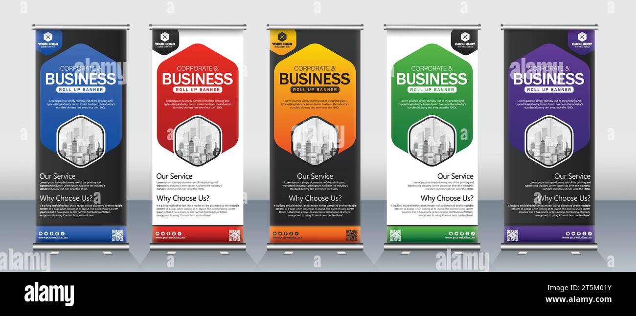 Business Roll Up Set. Standee Design. Banner Template, Abstract Blue ...