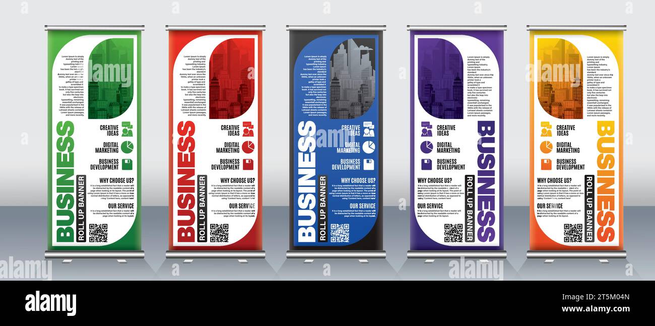 Business Roll Up Set. Standee Design. Banner Template, Abstract Blue ...