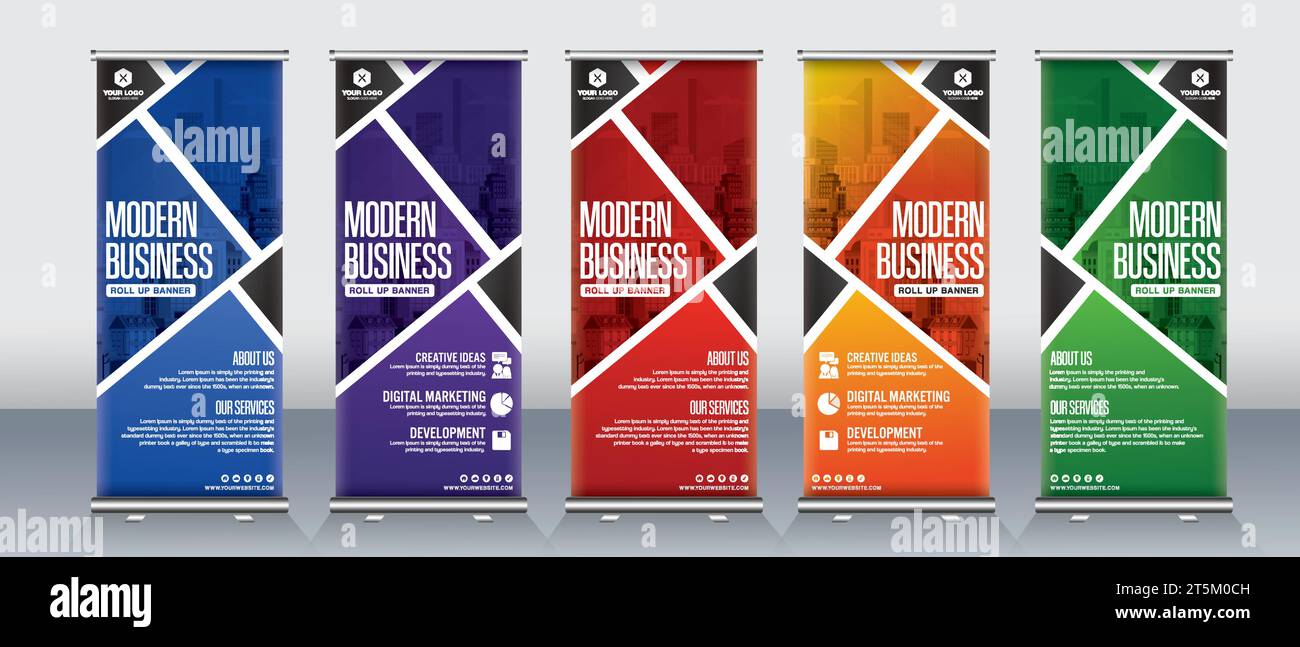 Business Roll Up Set. Standee Design. Banner Template, Abstract Blue ...