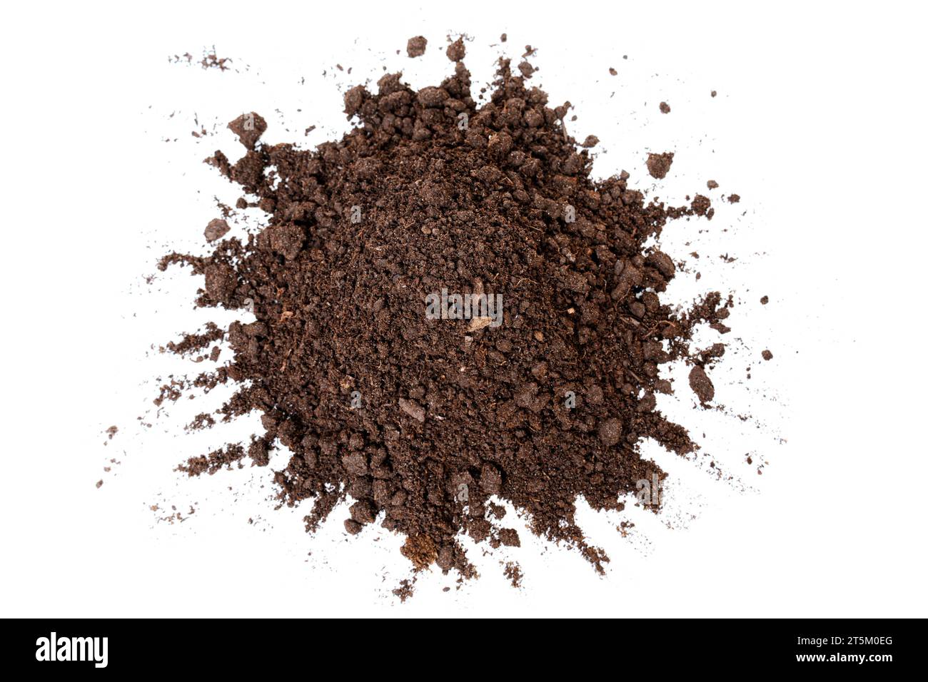 Top-down view of a small mound of enriched and fertilized soil, ready ...