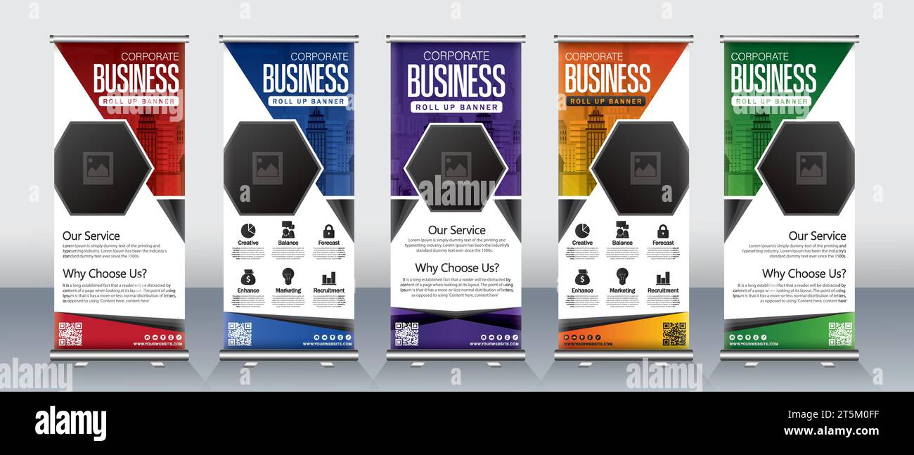 Business Roll Up Set. Standee Design. Banner Template, Abstract Blue ...