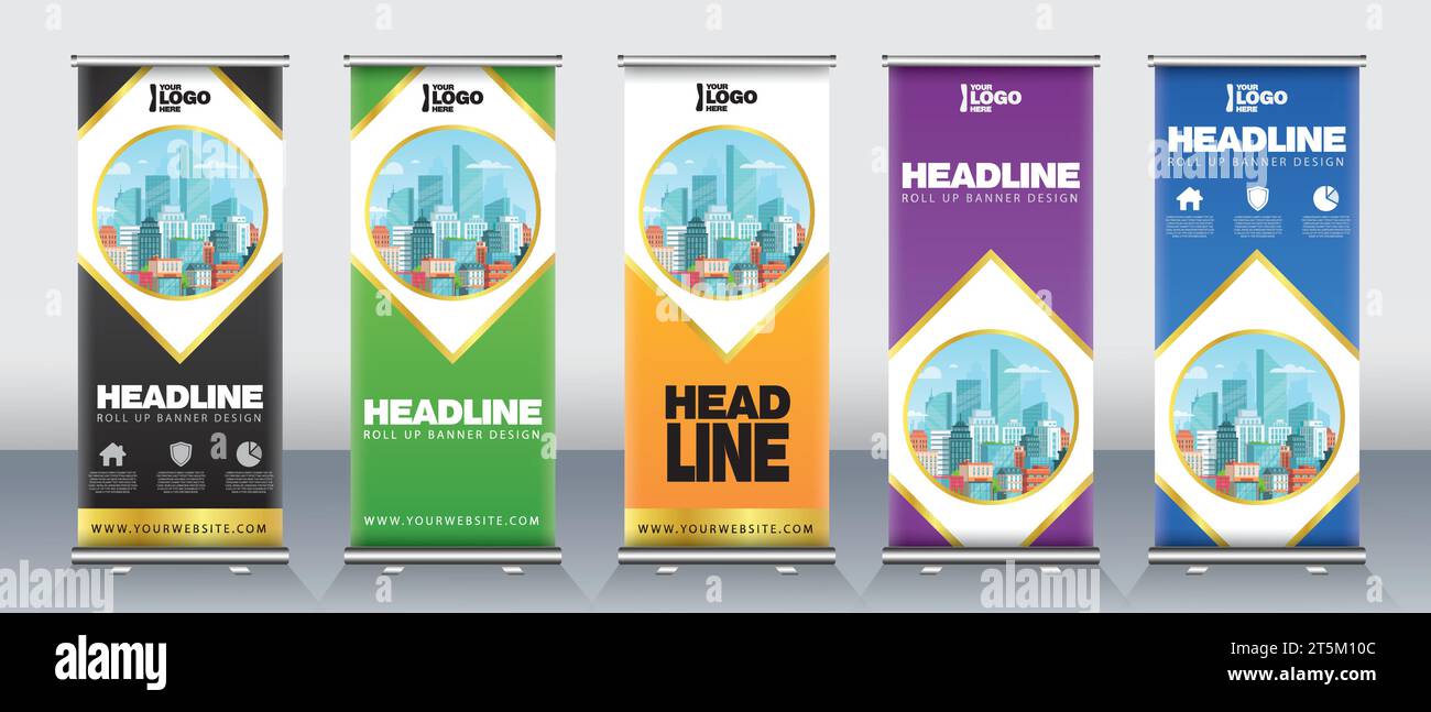 Business Roll Up Set. Standee Design. Banner Template, Abstract Blue ...