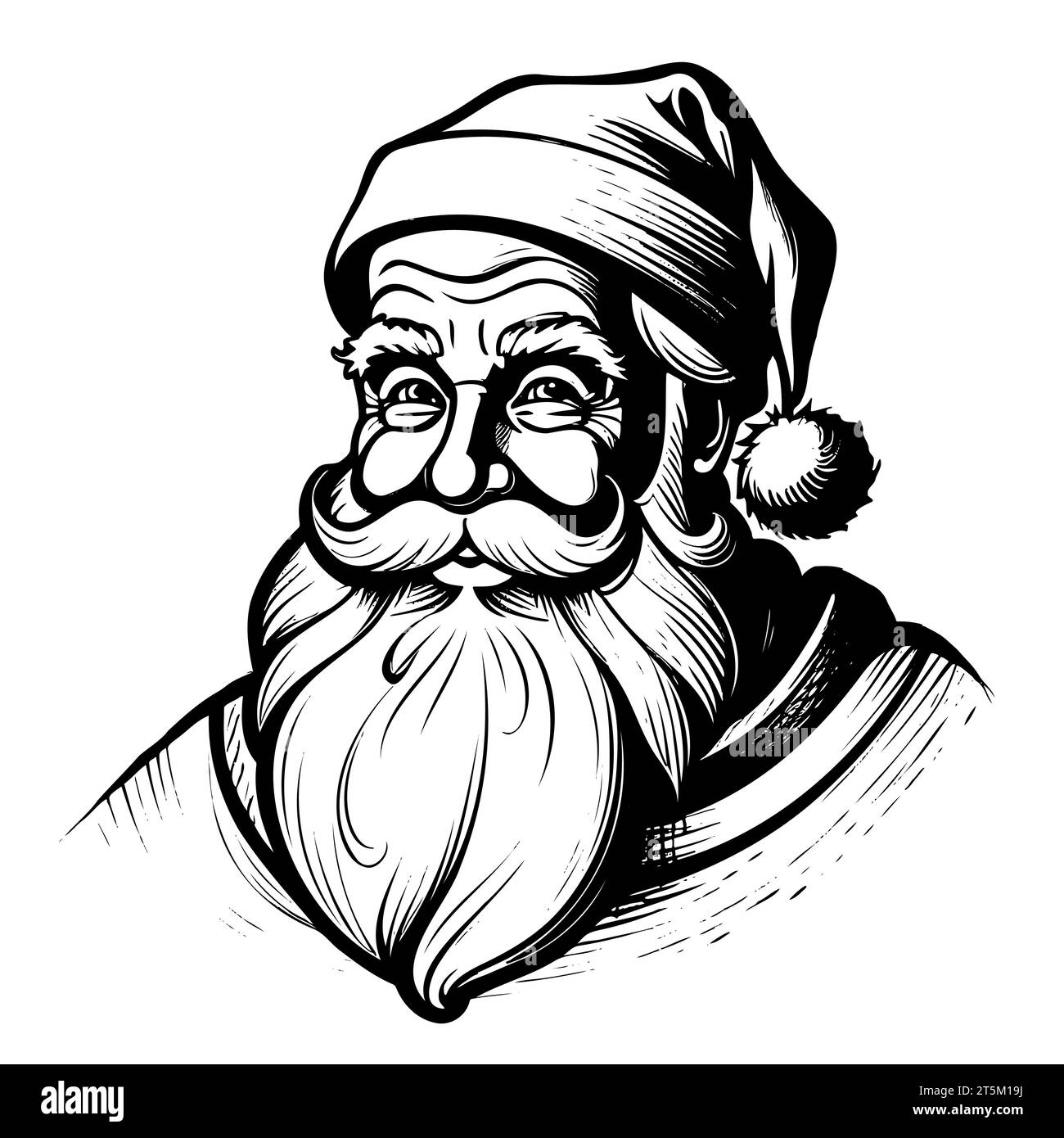 sketch Portrait Santa Claus. Black and white hand drawn vector ...