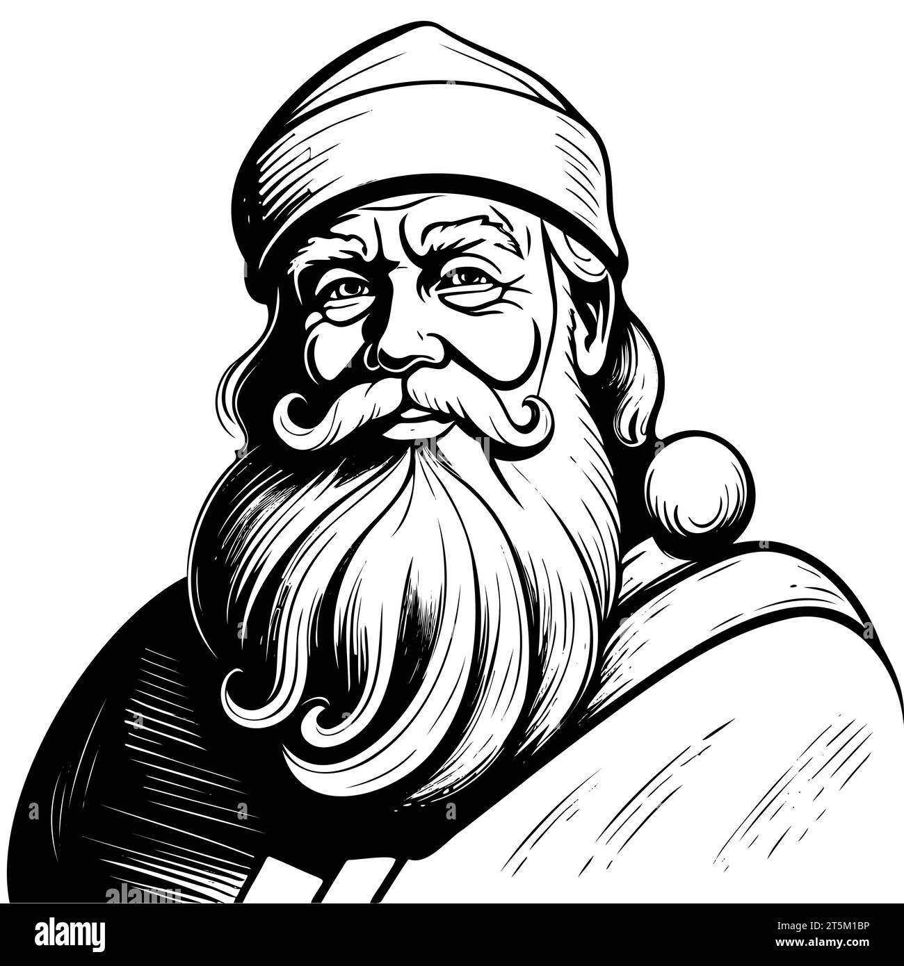 sketch Santa Claus portrait. Engraving style artwork. Christmas hand ...
