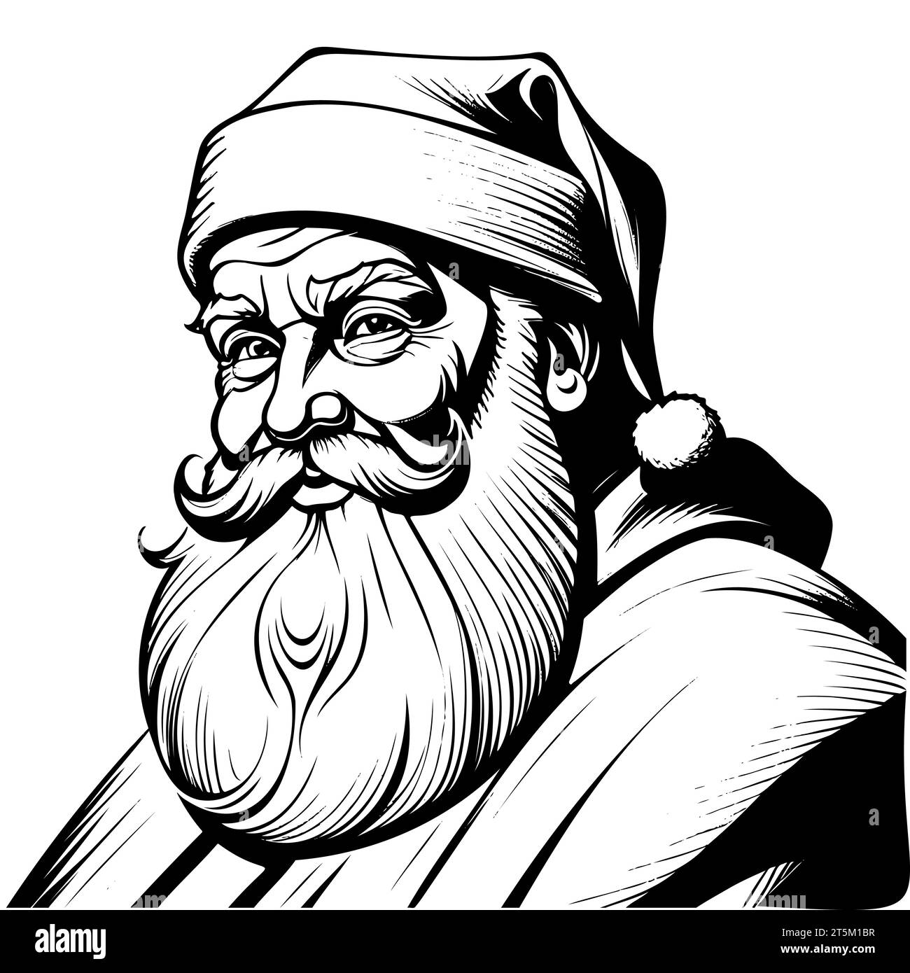 sketch Santa Claus portrait. Engraving style artwork. Christmas hand ...