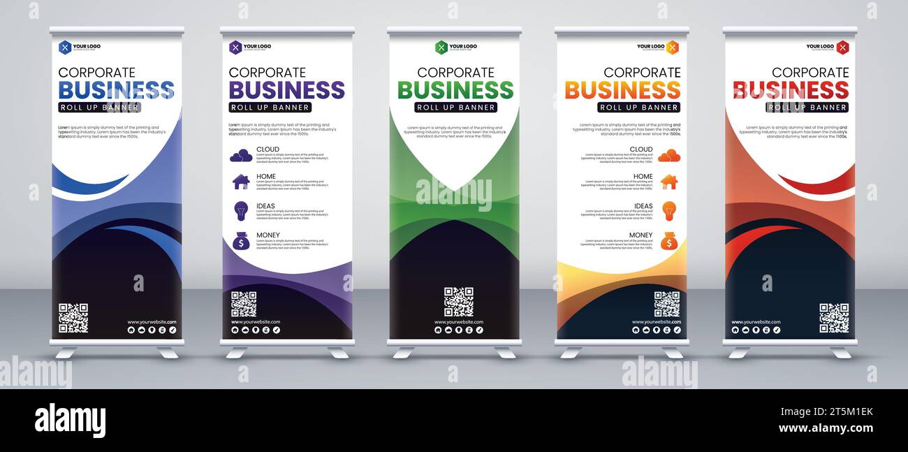 Business Roll Up Set. Standee Design. Banner Template, Abstract Blue ...