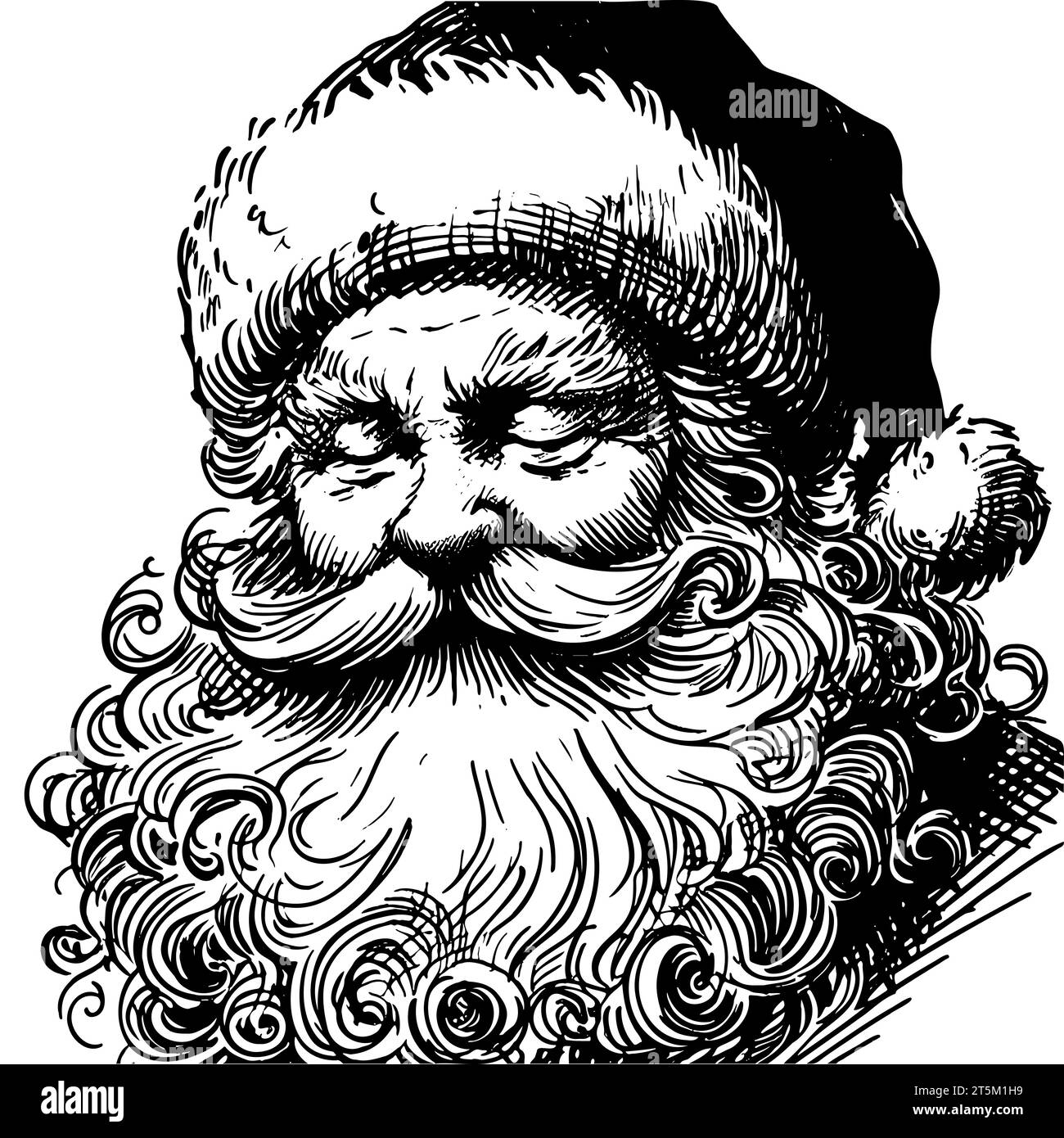 sketch Santa Claus portrait vector illustration sketch, isolated line ...