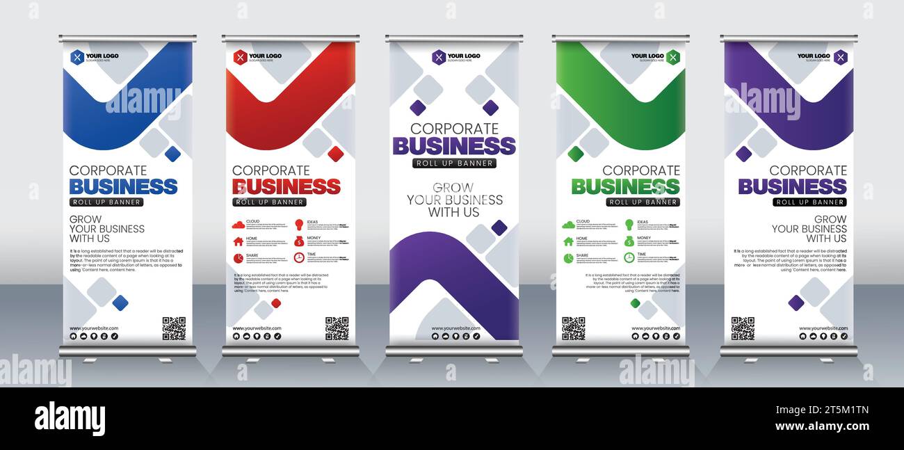 Business Roll Up Set. Standee Design. Banner Template, Abstract Blue ...