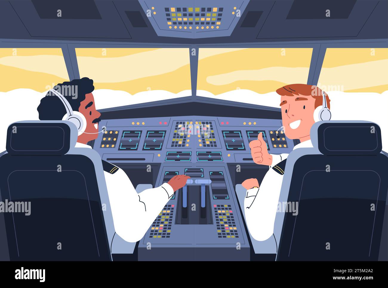 Airplane Cockpit Aviation Crew Inside Aircraft Cabin Pilot And Plane