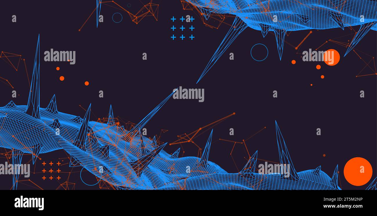 Wireframe science background with plexus effect. Futuristic handmade vector illustration Stock ...