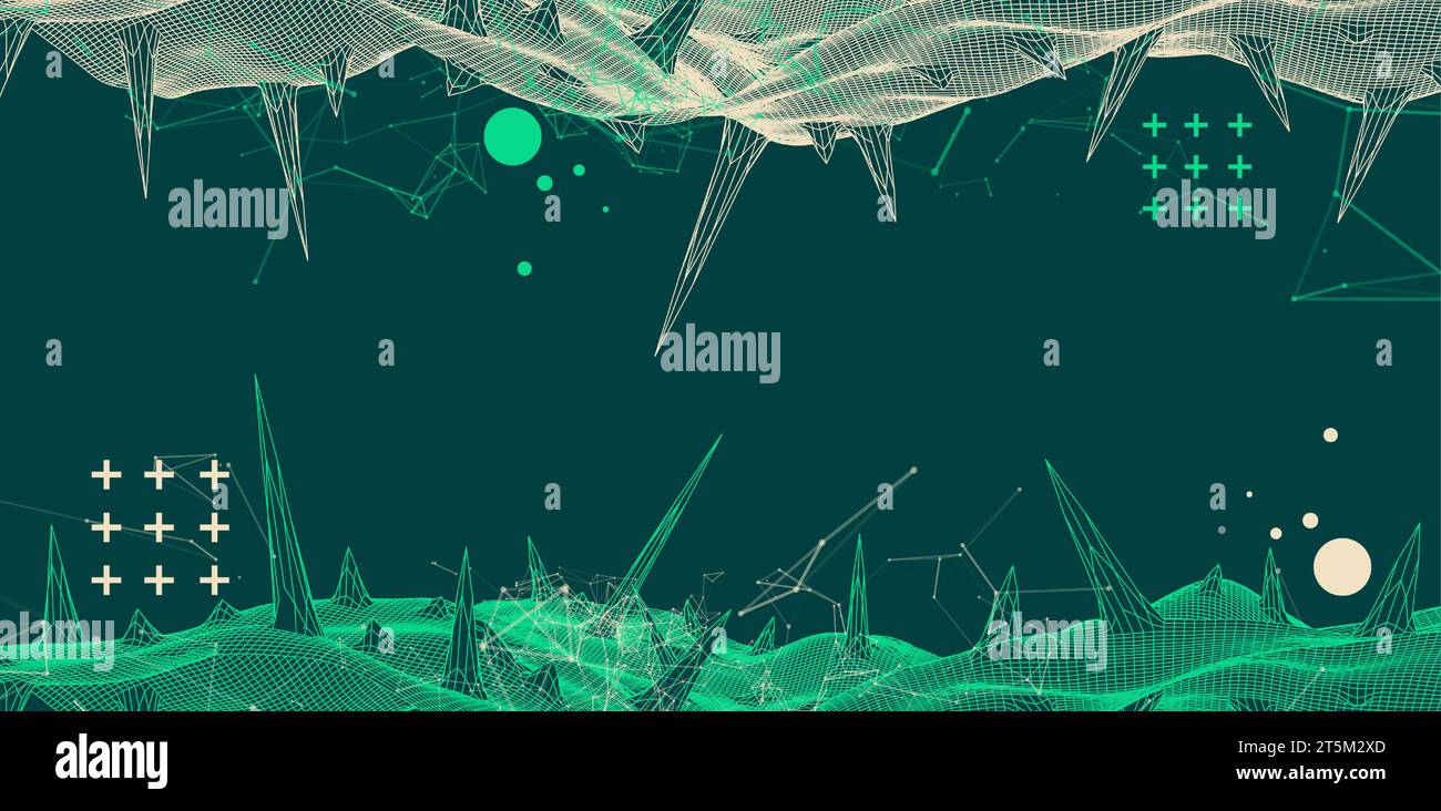 Wireframe science background with plexus effect. Futuristic handmade vector illustration Stock ...