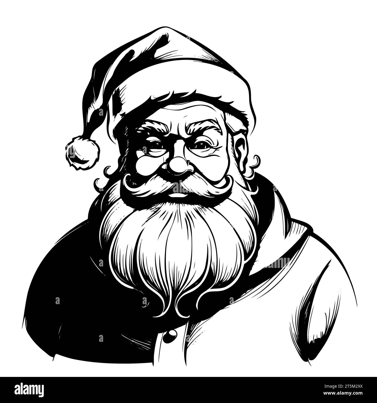 sketch Santa Claus portrait vector illustration sketch, isolated line ...