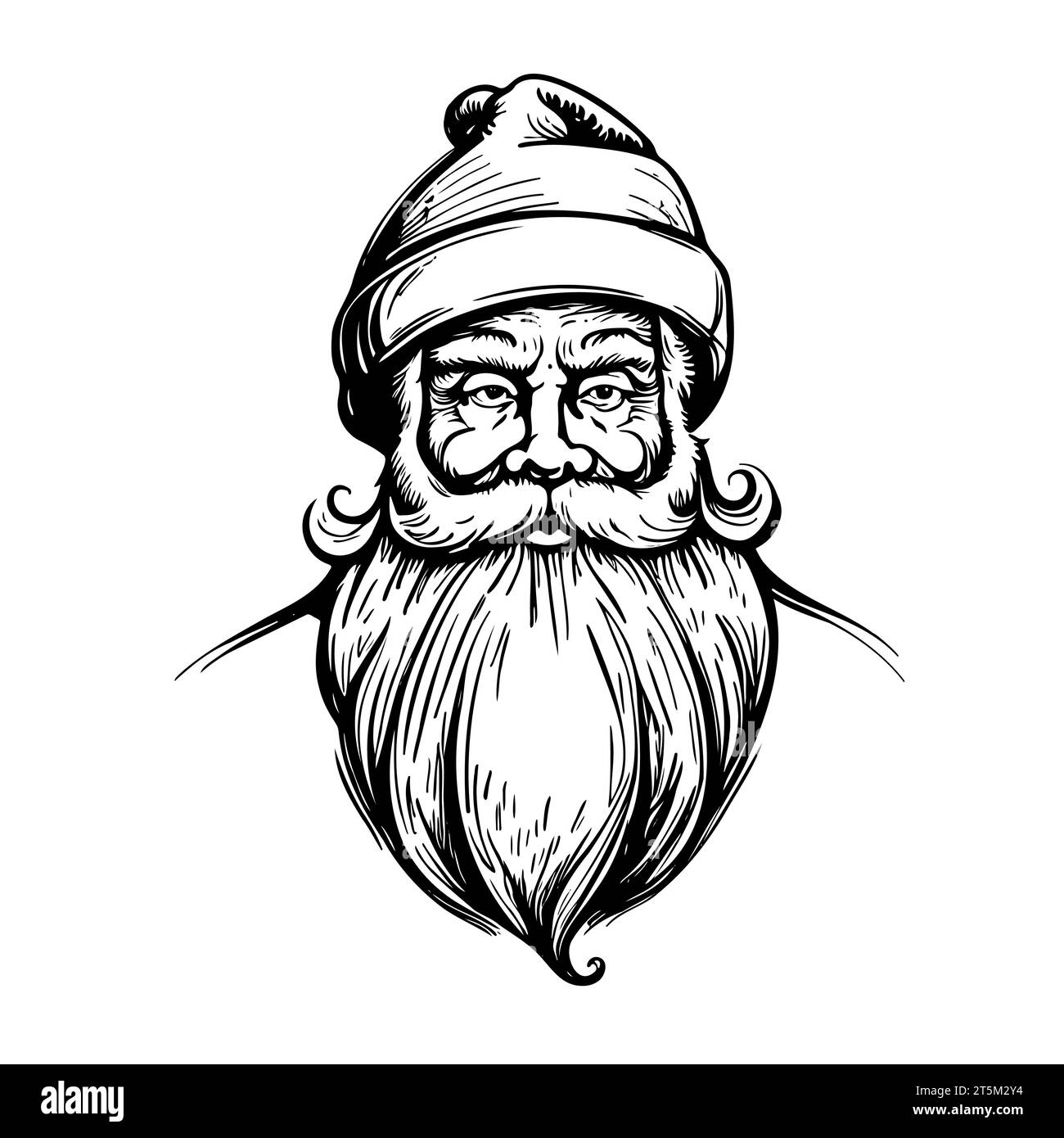 sketch Santa Claus. Black and white hand drawn vector illustration ...