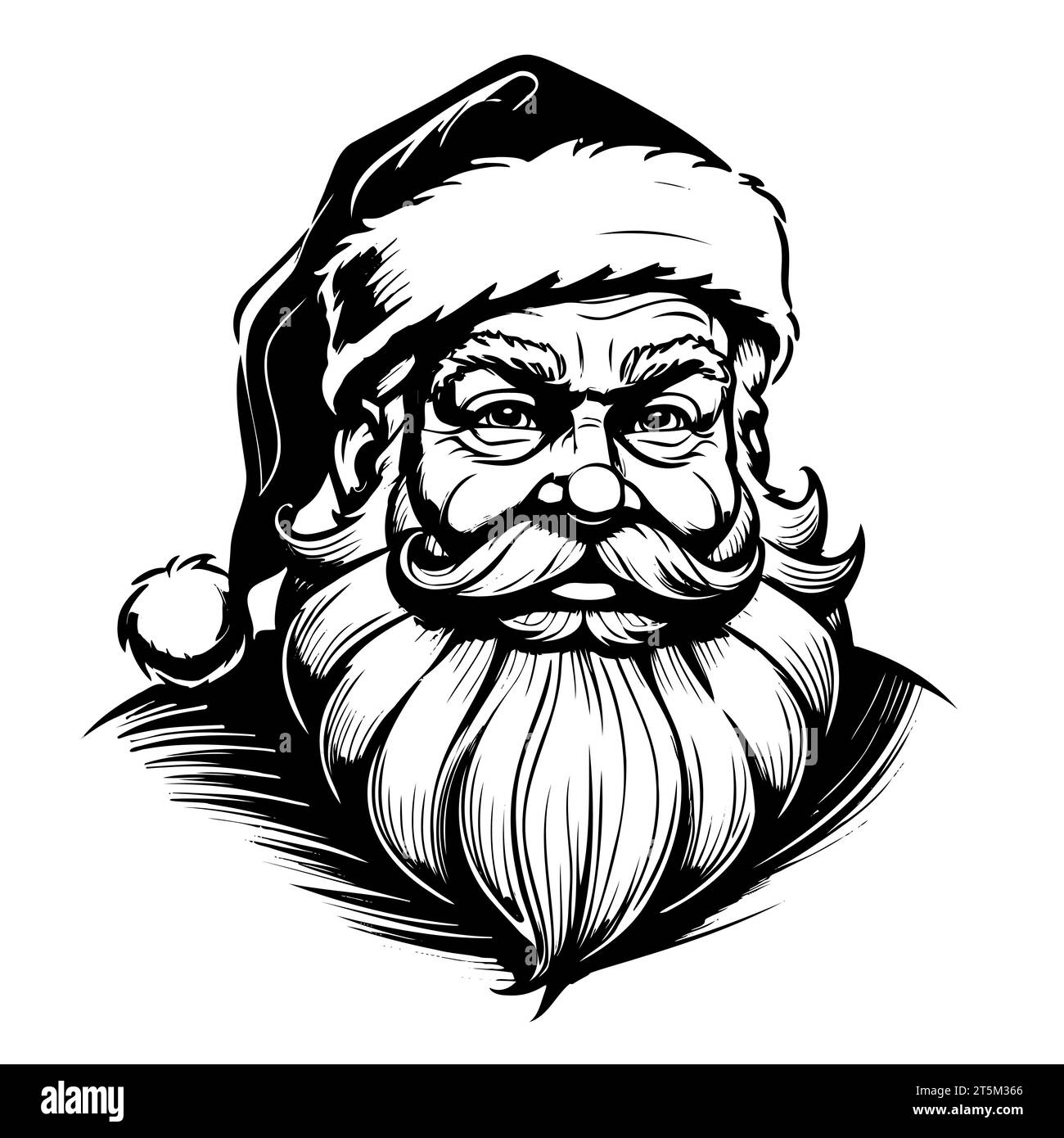 sketch Santa Claus portrait vector illustration sketch, isolated line ...