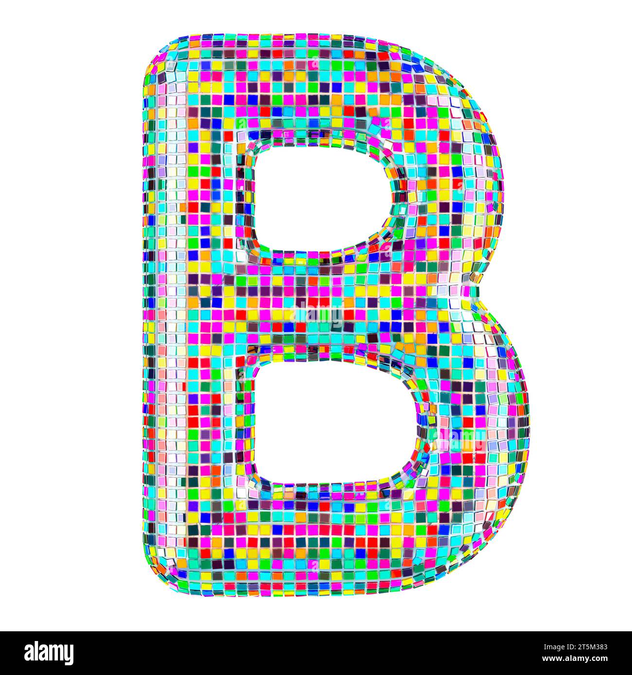Mosaic font, letter B from vivid mosaic pieces. 3D rendering isolated ...